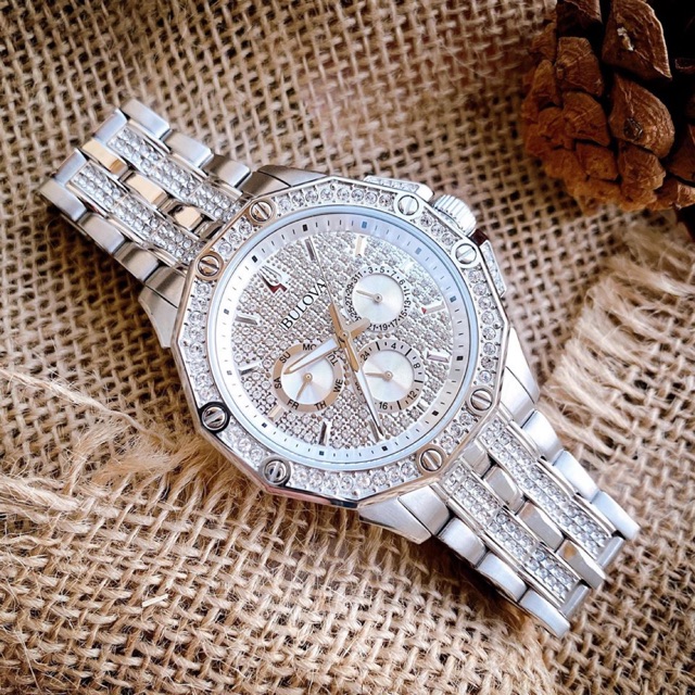 Đồng hồ Nam Bulova 96C134 Octava Silver Diamond Stainless Steel Crystal Men’s Watch | Shopee ...