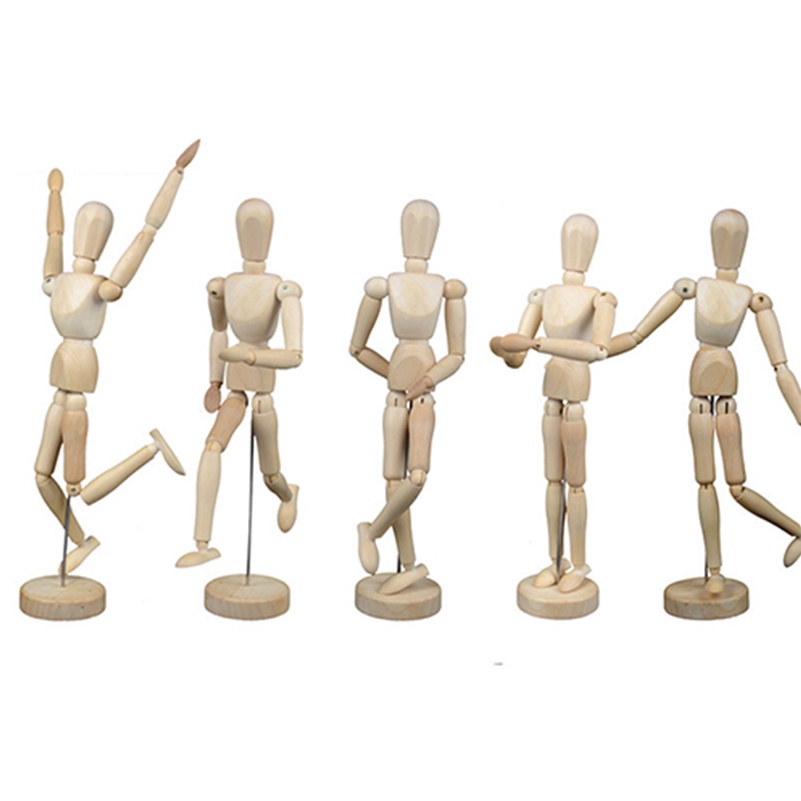 1 Piece 16 Moveable Joints Wooden Man Figure Toys Dolls with Standing ...
