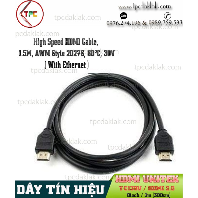 Dây cáp ( Cable ) HDMI Comlink 20276 E237490 1.5m , With Ethernet, 3D ...