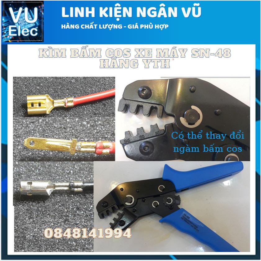 Kiềm bấm cos xe máy SN-48B (kềm bấm cos, kìm bấm cos) HEADER 2,8-6.3MM ...