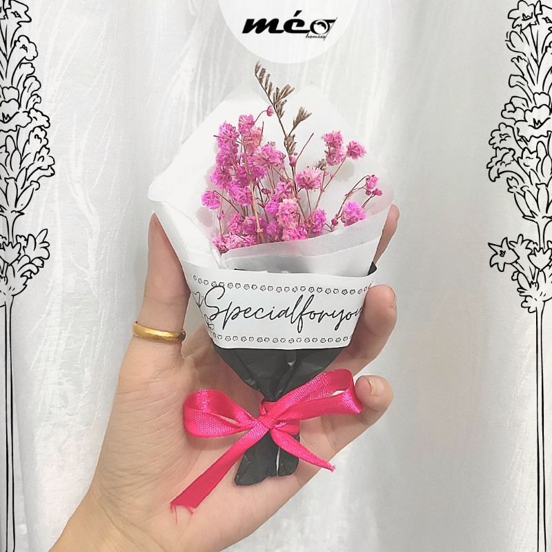 BÓ HOA MINI bi hồng ĐEN mini style đơn giản thanh lịch dùng trang trí ...