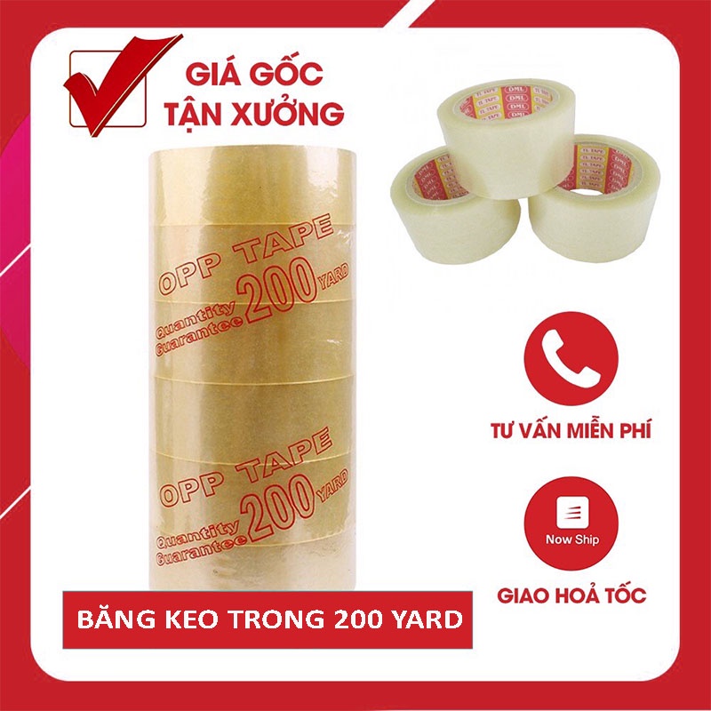 Băng keo trong, vàng đục 200y ( 1,7kg/cây 6 cuộn) | Shopee Việt Nam