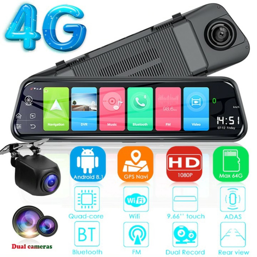 Camera Hành Trình XR10 Plus Kẹp Gương , Android Chạy Sim 4G, Quay Trước ...