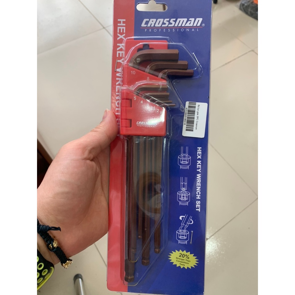 Bộ lục giác bi 9 chi tiết Crossman 1.5-10mm - Bộ lục giác 9 cây CROSSMAN 66-099 (Chính hãng ...