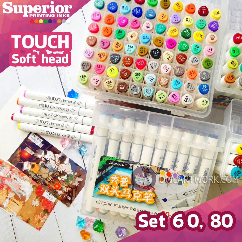 [CHÍNH HÃNG] Bộ Bút Marker TOUCH SOFT HEAD (Set 60, 80 Màu) | Shopee ...