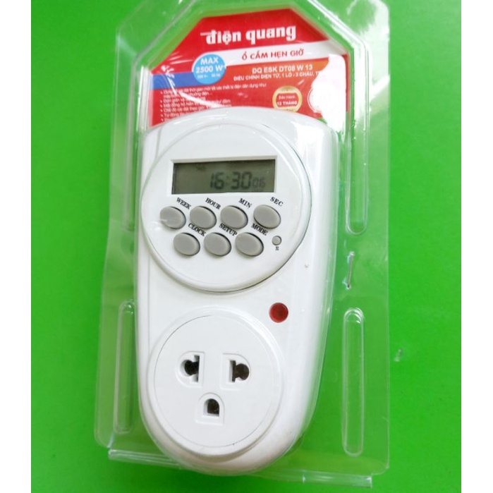 Ổ cắm hẹn giờ điện tử ĐQ ESK DT08 W 13 - Điều chỉnh điện tử - 1 lỗ 3 chấu - màu trắng - hàng ...