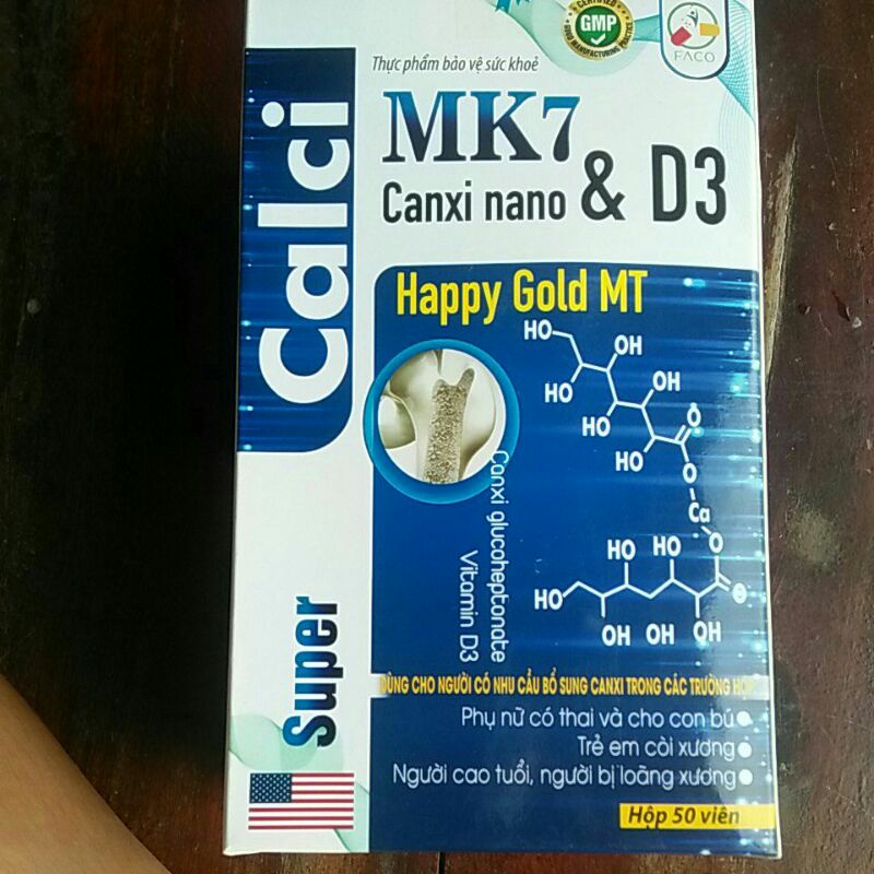 canxi Nano Mk7&D3 (hộp 50v)giúp xương chắc khỏe, ngăn ngừa loãng xương, giúp trẻ phát triển ...