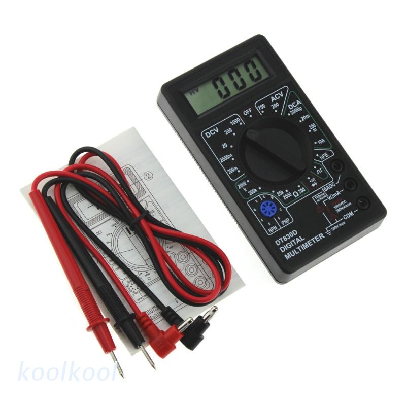 Digital Multimeter with Buzzer Voltage Ampere Meter Test Probe for DC A ...