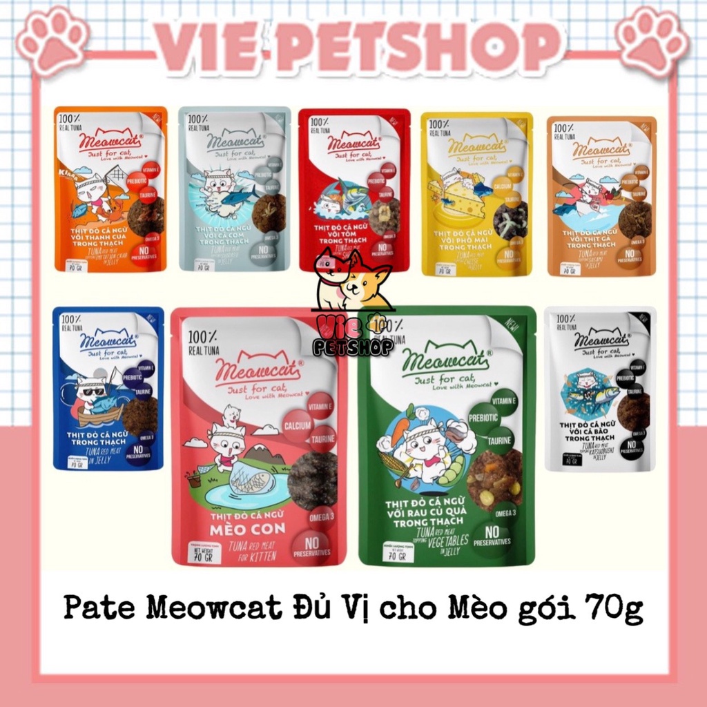 Pate MEOWCAT cho Mèo Đủ Vị Gói 70Gr | Vie PETSHOP | Shopee Việt Nam