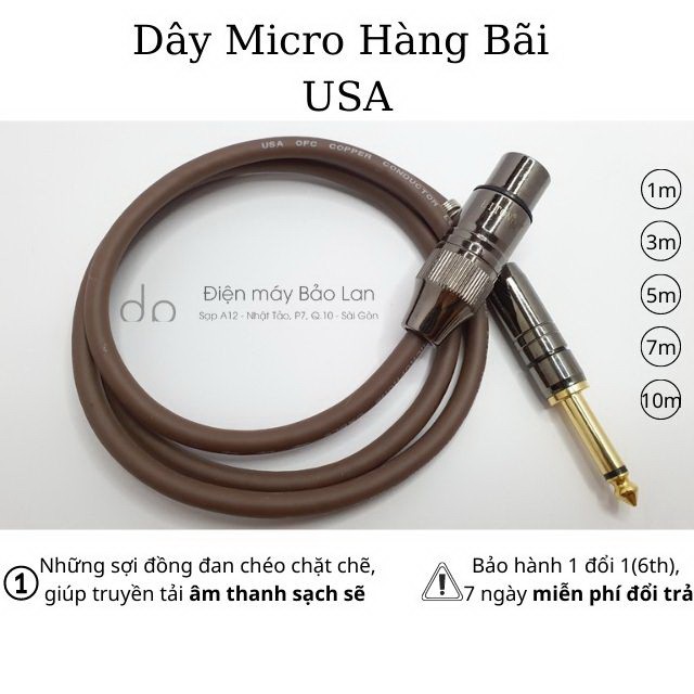 Dây Micro Hàng Bãi USA , Chống Nhiễu Cao Cấp , Màu Nâu , Bảo Hành 6 ...