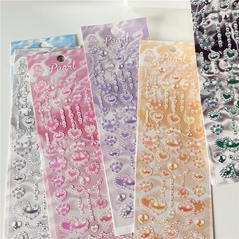 Sticker Hình Trái Tim Ánh Ngọc Trai Lấp Lánh Dùng Trang Trí Ảnh ...