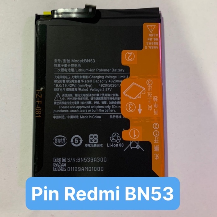 Pin chính hãng Xiaomi redmi note 9 pro / Note 9s / Note 10 pro / BN53 ...