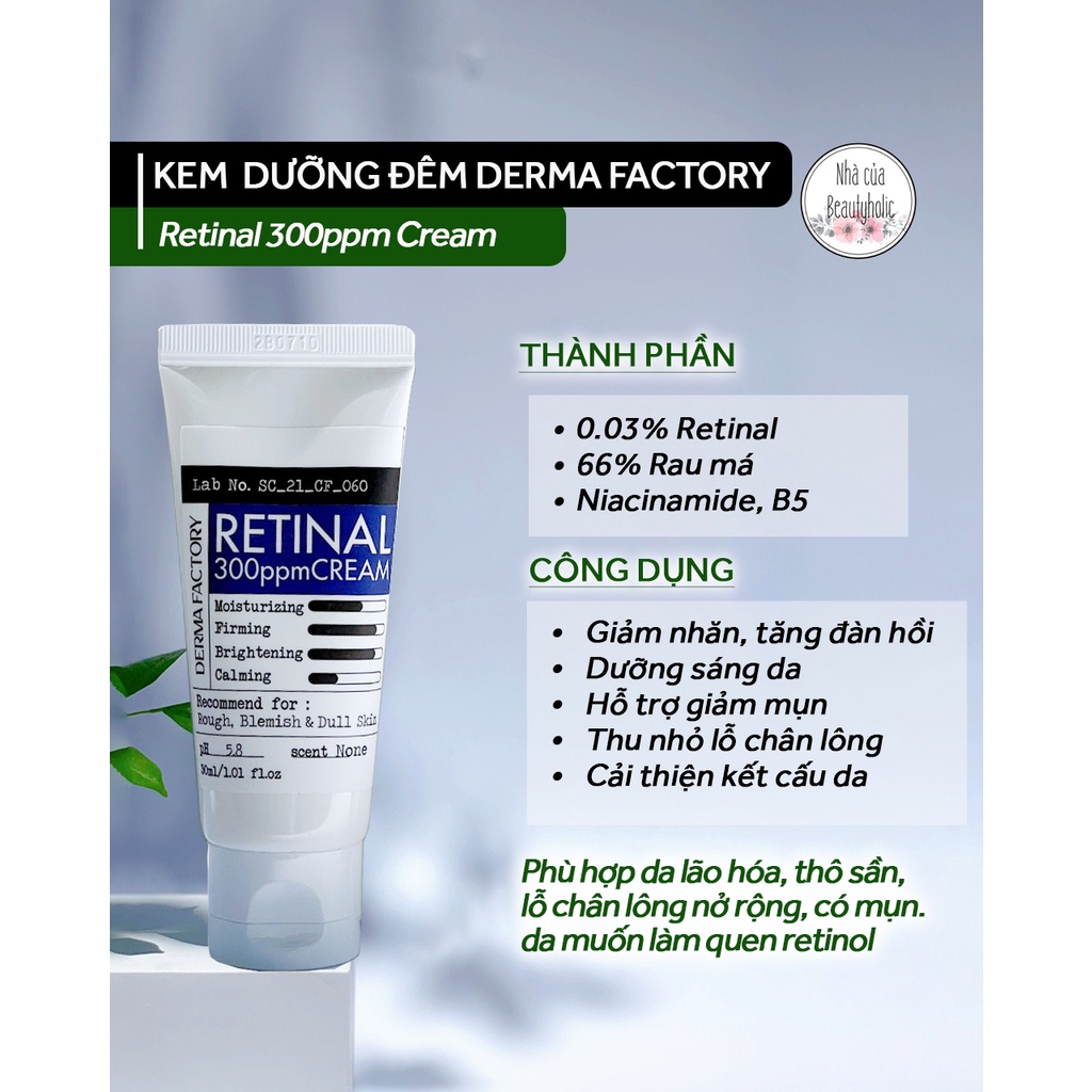 Kem dưỡng đêm chống lão hóa DERMA FACTORY RETINAL 300PPM CREAM 30ml ...