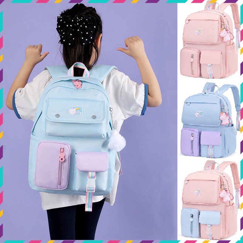Balo học sinh cute, phối màu cầu vồng ngộ nghĩnh, chống thấm nước, cho ...