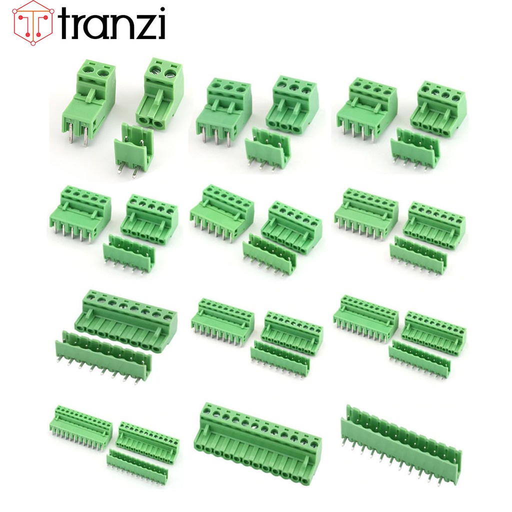 Cầu đấu 5.08mm 2EDG5.08 2P 3P 4P 5P 6P 7P 8P 9P 10P 11P 12P bộ đực cái chân cắm cong xanh ...