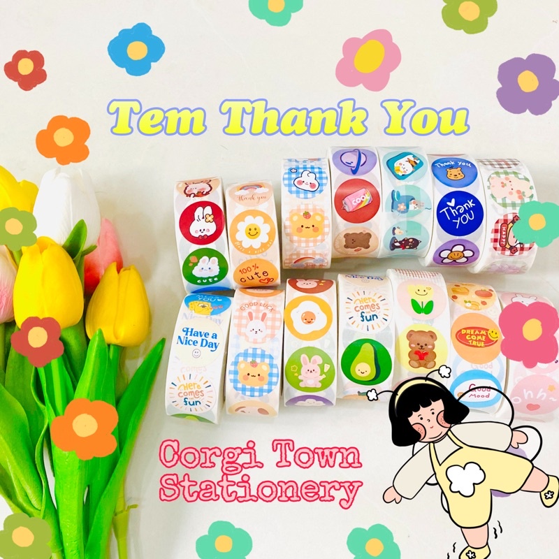Tem Thank You Dễ Thương- Cuộn 500 Tem M100 | Shopee Việt Nam