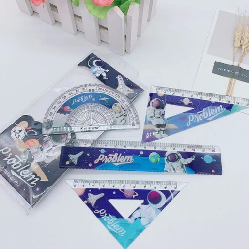 Bộ eke thước kẻ phi hành gia in hình màu EKNI47 bộ eke cute bộ eke dễ ...