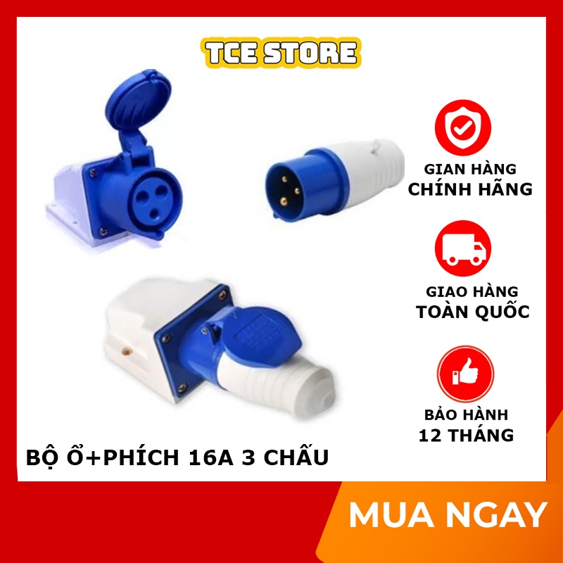 Bộ ổ Cắm Công Nghiệp Và Phích Cắm Công Nghiệp 1 Pha 16a 3 Chấu Cố định 9044