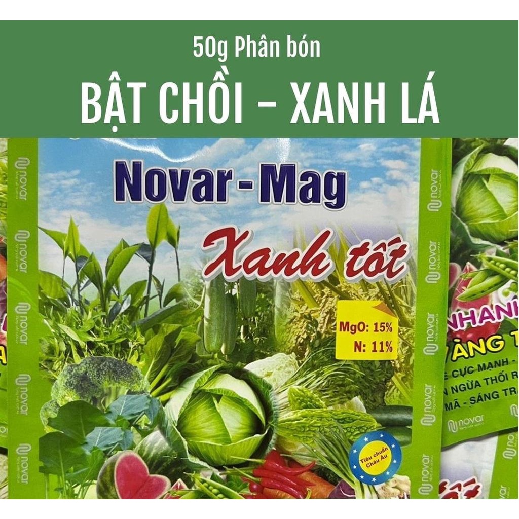 [Chính hãng] PHÂN BÓN NOVAR-MAG XANH LÁ, BẬT CHỒI NHANH TỐT NHANH GÓI 50G | Shopee Việt Nam