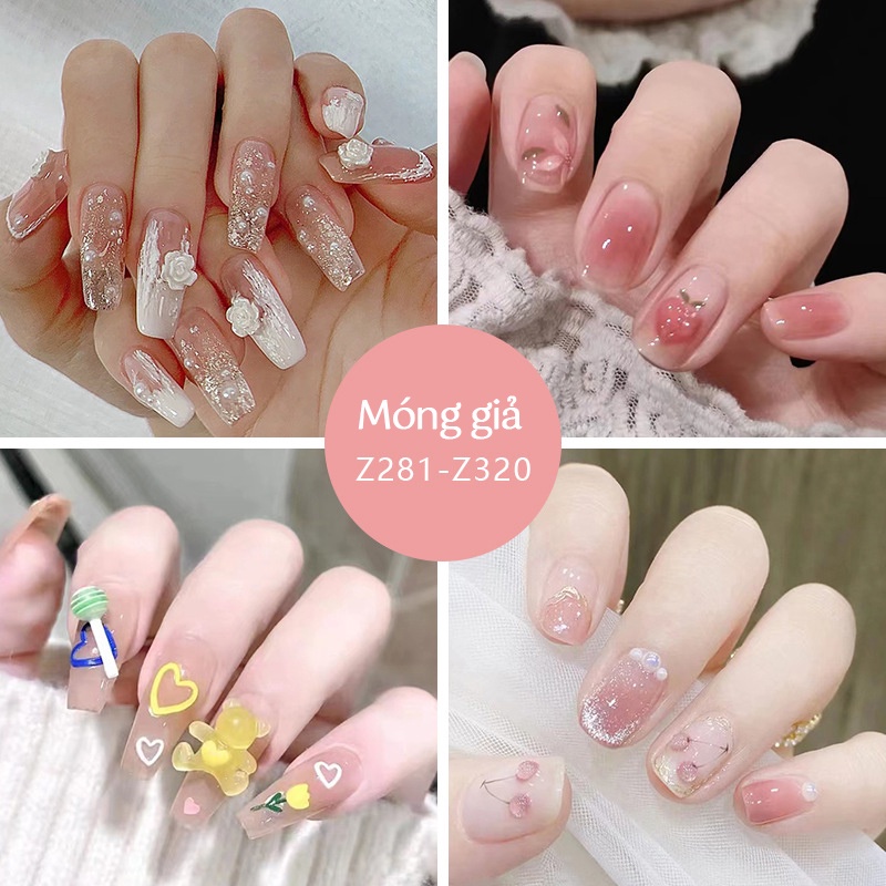 Set móng tay giả thời trang Z161 nhiều mẫu 24 miếng kèm keo | Shopee Việt Nam