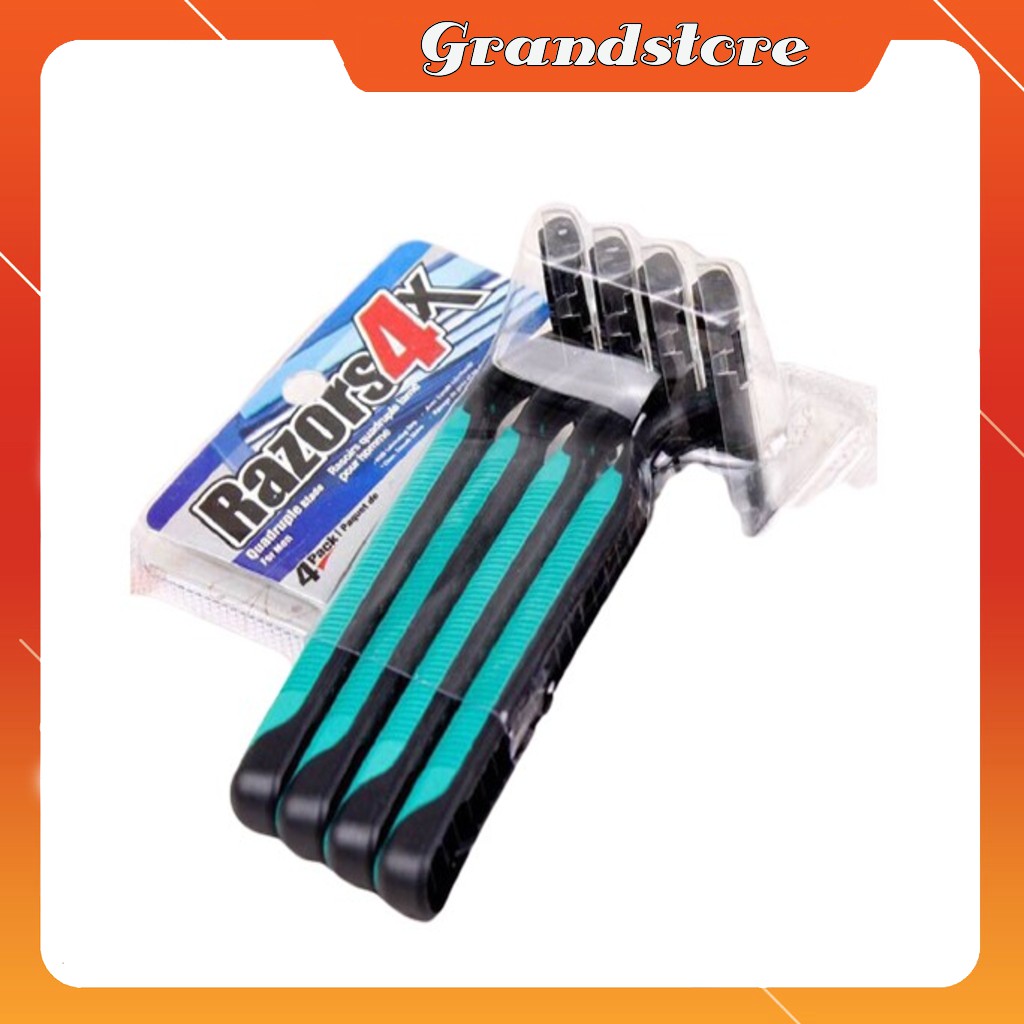 Bộ 4 dao cạo râu Razors 3 ba lưỡi kép cán nhựa 4in1 an toàn thông minh ...