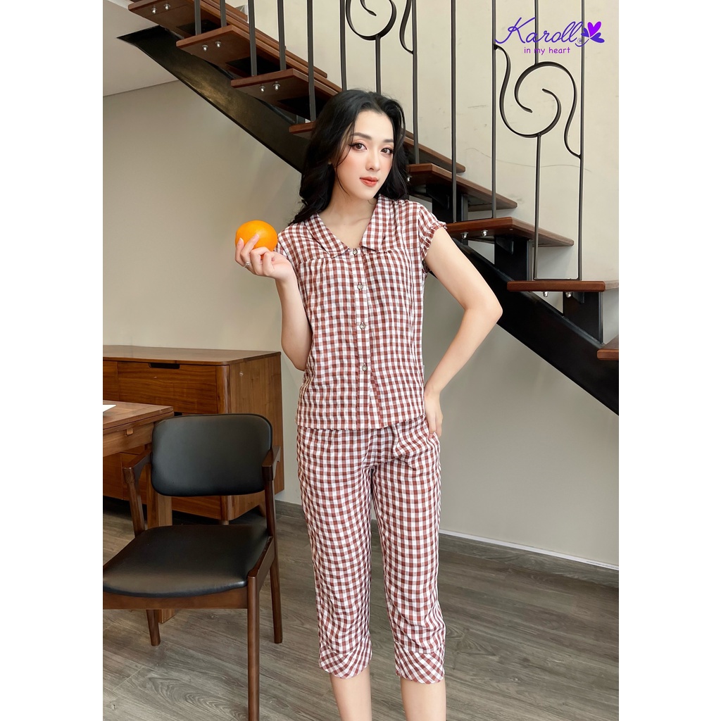 Bộ thô kate Karoll quần lửng áo tay cộc NH22.011 | Shopee Việt Nam