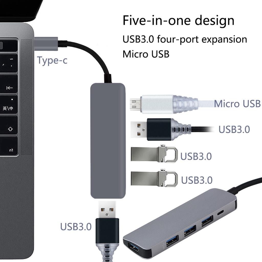 Hub USB 5 in1 Type-C USB C Hub USB-C to USB 3.0 SD and Micro USB ...