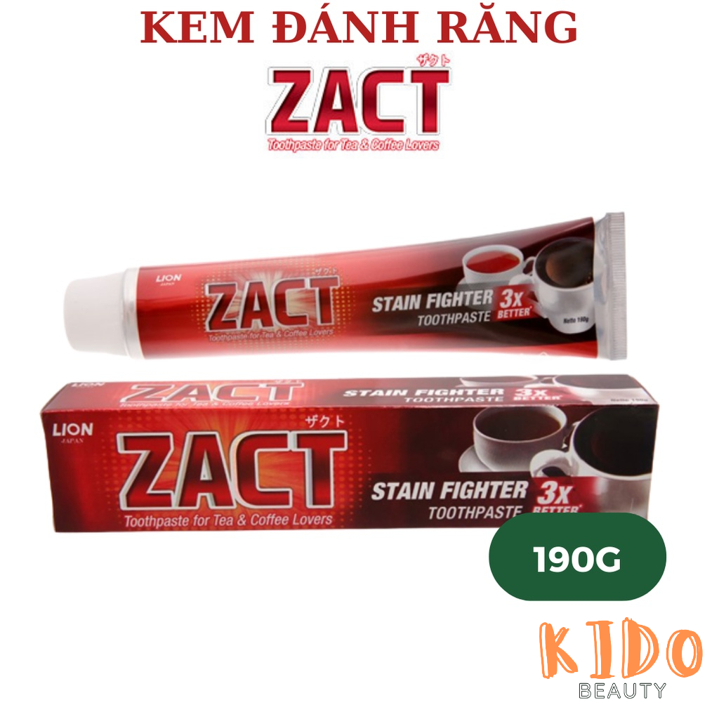 Kem Đánh Răng Tẩy Trắng Răng ZACT LION Stain Fighter Tootpaste 190g | KĐR cho người hút th﻿u﻿ố c ...
