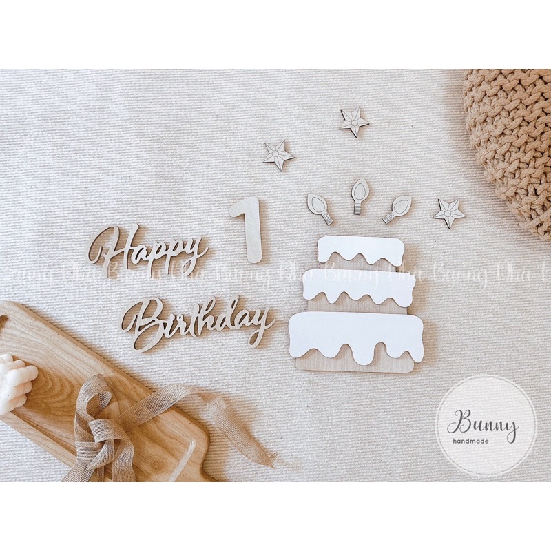 Set chữ HPBD + bánh + số gỗ | Shopee Việt Nam
