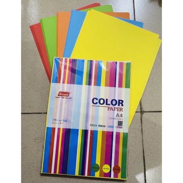 Set 100 tờ giấy màu A4 định lượng 80gms | Shopee Việt Nam