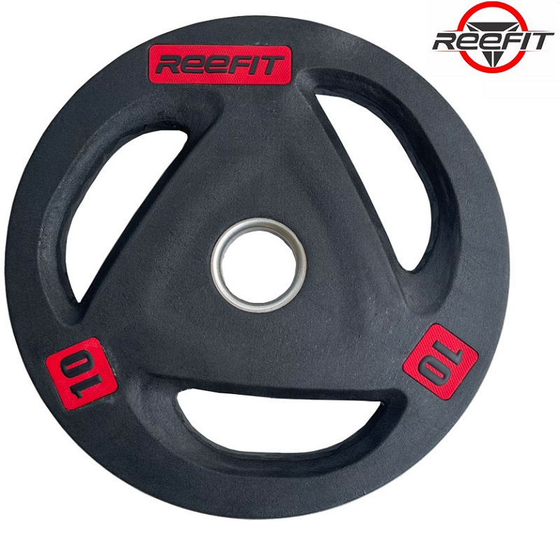 Bộ 2 tạ miếng tạ bánh cao su 3 lỗ Reefit 10kg phi 50 màu đen (gồm 2 ...