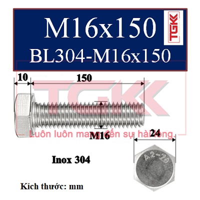 Bulong inox 304 M16 (120-200mm) | Shopee Việt Nam