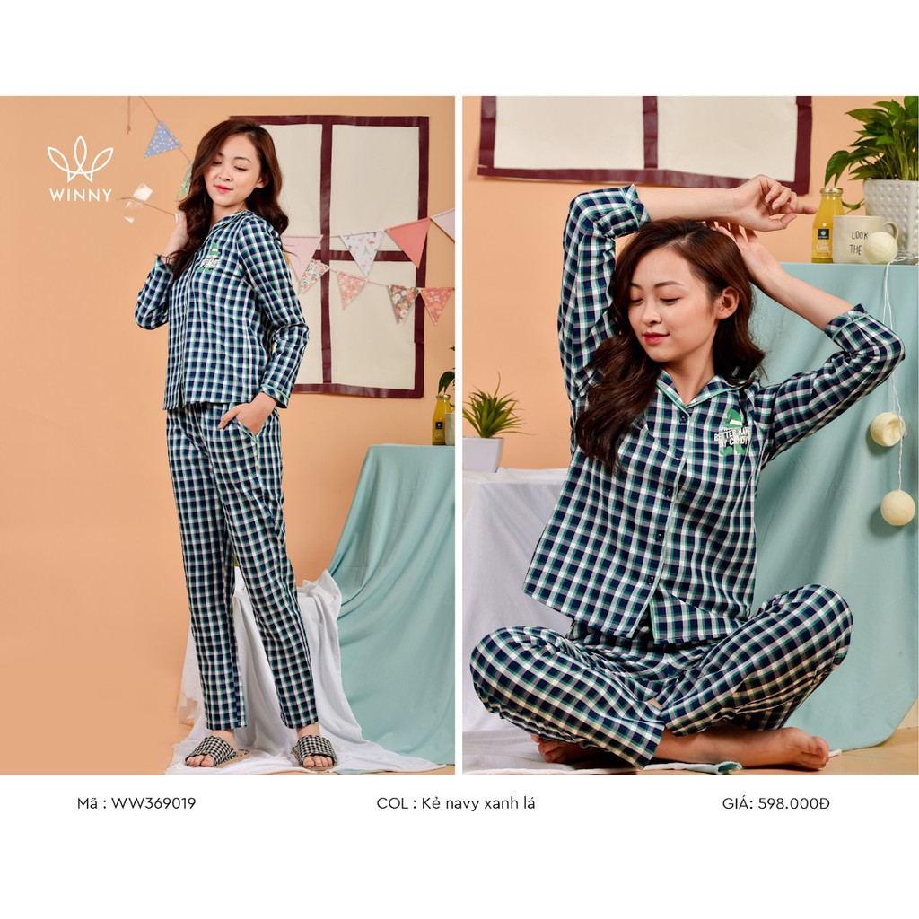 Bộ ngủ Pyjama Winny thu đông vải caro size M/L | Shopee Việt Nam