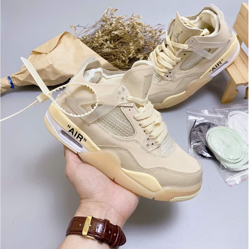 Giày Air Jordan 4 retro off white sail , Giày sneaker high JD4 màu kem ...