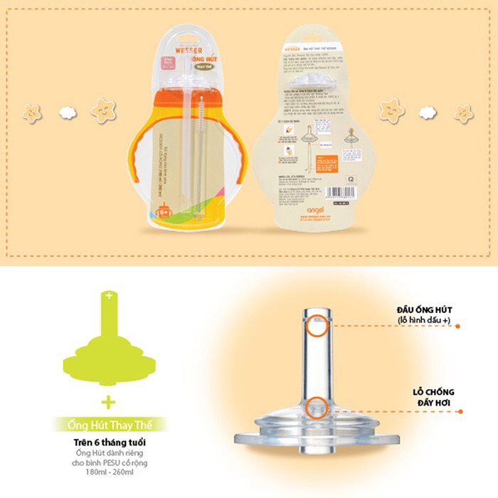 [CHÍNH HÃNG] ỐNG HÚT SỮA THAY THẾ THÔNG MINH BÌNH WESSER CỔ RỘNG VÀ CỔ ...