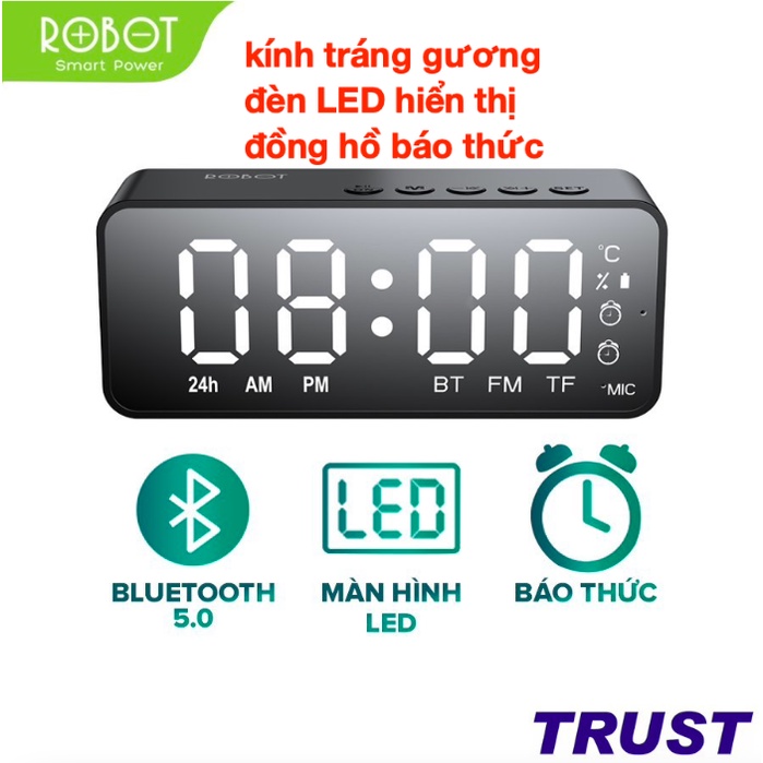 Loa Bluetooth 5.0 ROBOT RB150 RB170 Màn Hình LED Kiêm Đồng Hồ Báo Thức ...