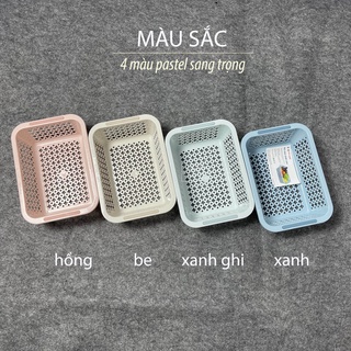 Rổ nhựa chữ nhật cao cấp màu pastel Hàn Quốc, nhựa nguyên sinh kháng ...