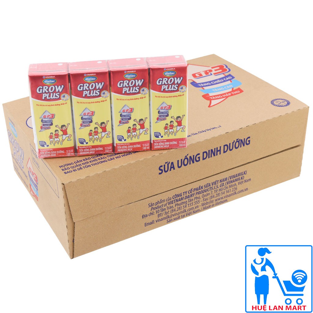 [CHÍNH HÃNG] Sữa Bột Pha Sẵn Vinamilk Dielac Grow Plus GP3 180ml (Thùng 48 hộp) | Shopee Việt Nam