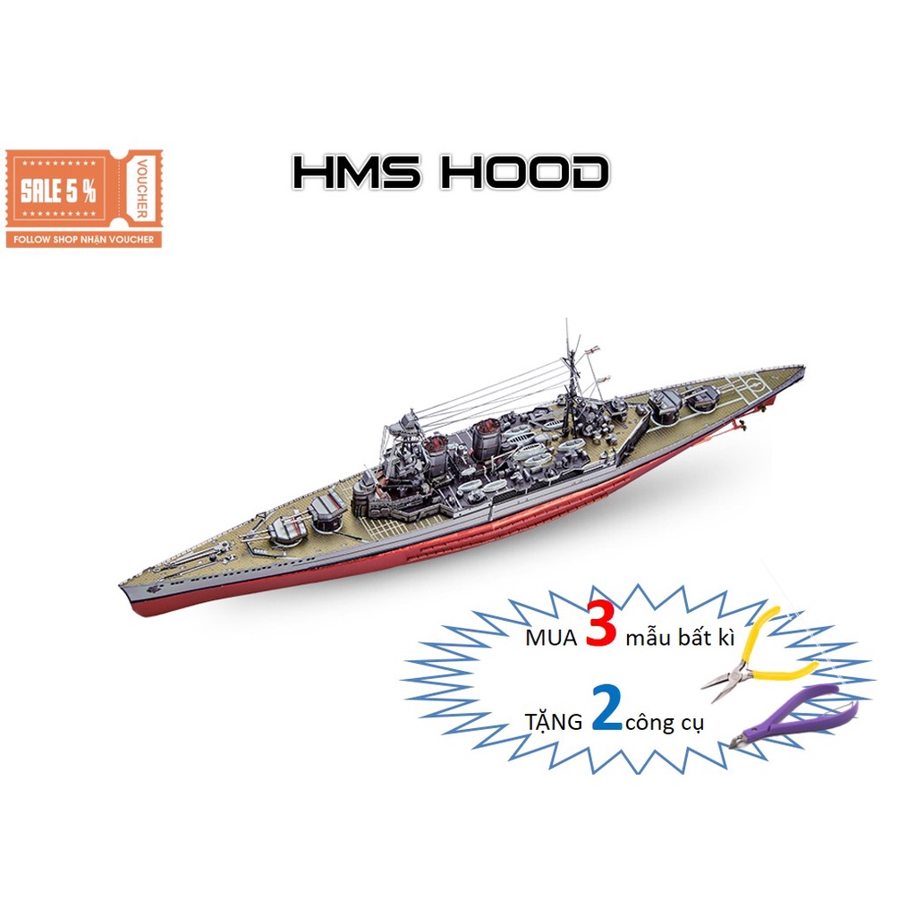 Mô Hình Lắp Ghép kim Loại 3D Tuần dương hạm HMS Hood - Anh | Shopee ...