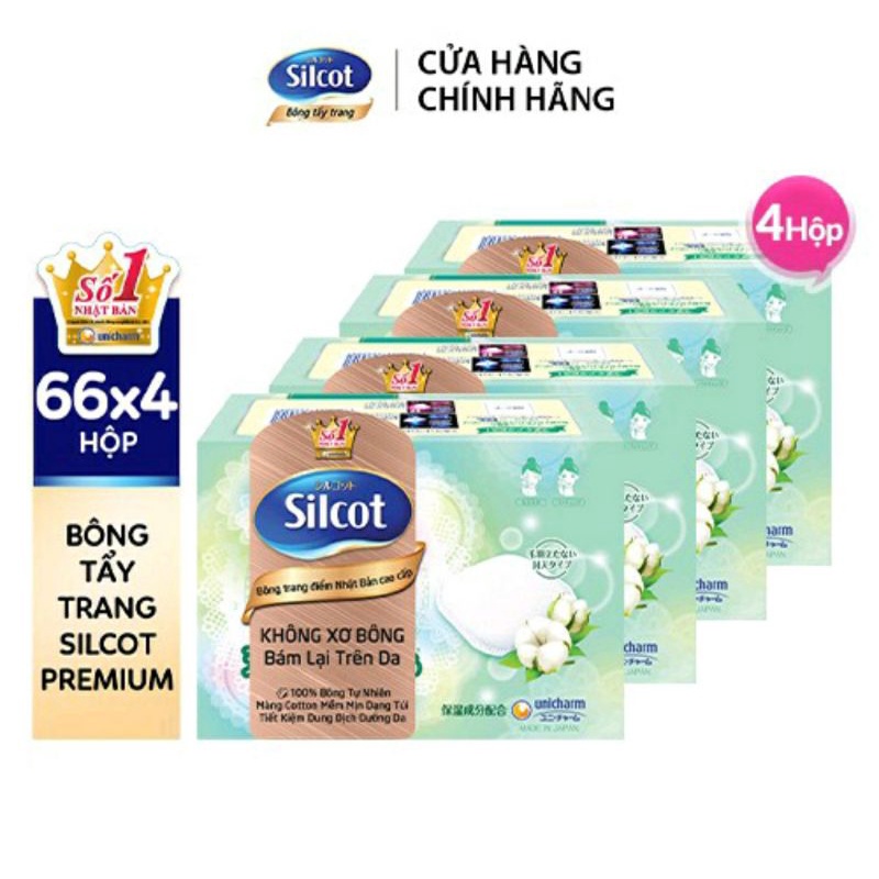Bộ 4 Bông tẩy trang Silcot Premium hộp 66 miếng | Shopee Việt Nam