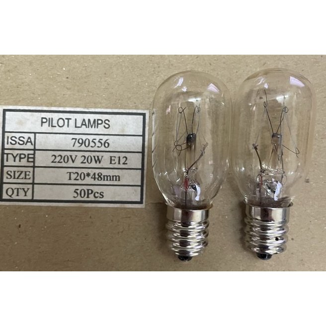 Combo 5 bóng đèn sợi đốt E12 24/220V 20W - LAMP PILOT TUBULAR CLEAR E ...