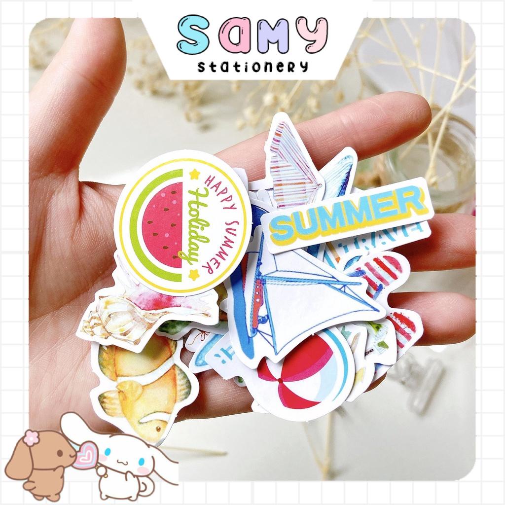 Hộp 46 Sticker Biển Xanh Mùa Hè trang trí sổ tay Planner Bullet Journal ...