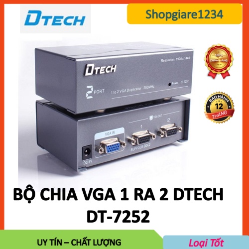 Bộ chia VGA 1 ra 2 Màn hình DTECH DT7252, 1 Ra 4 DT7254- Bộ chia VGA 1 ...