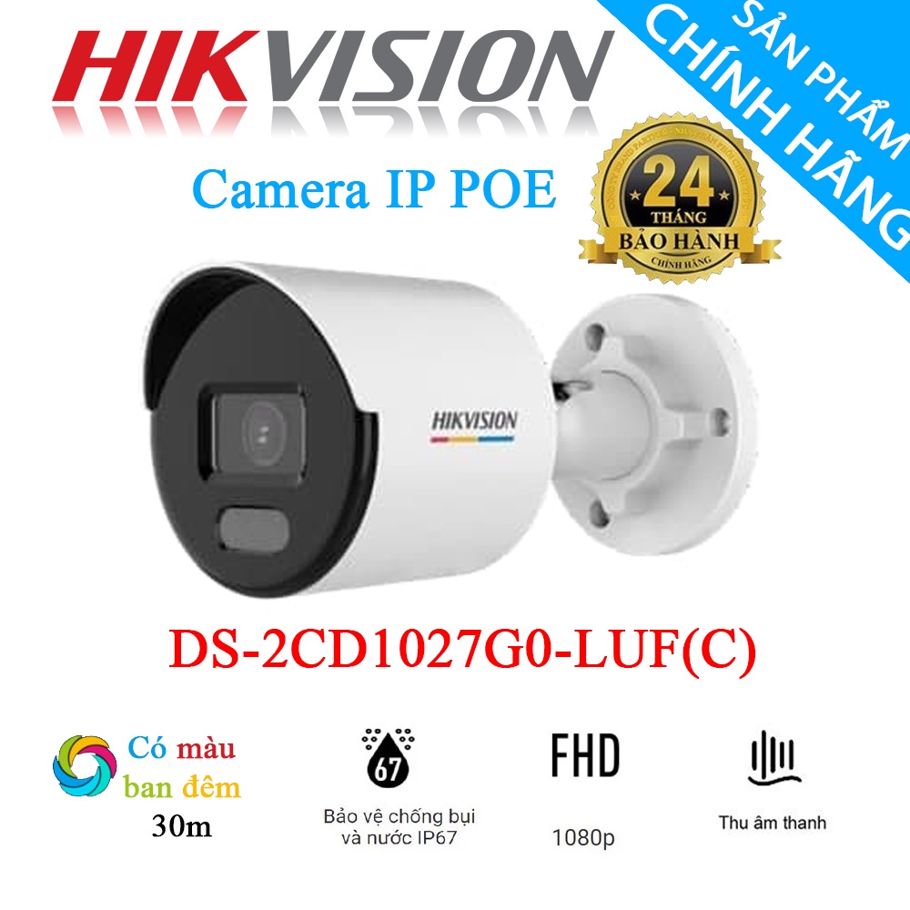 Camera IP 4MP màu ban đêm, mic, HIKVISION 1027G2-LUF 1047G2-LUF 1047G2H ...