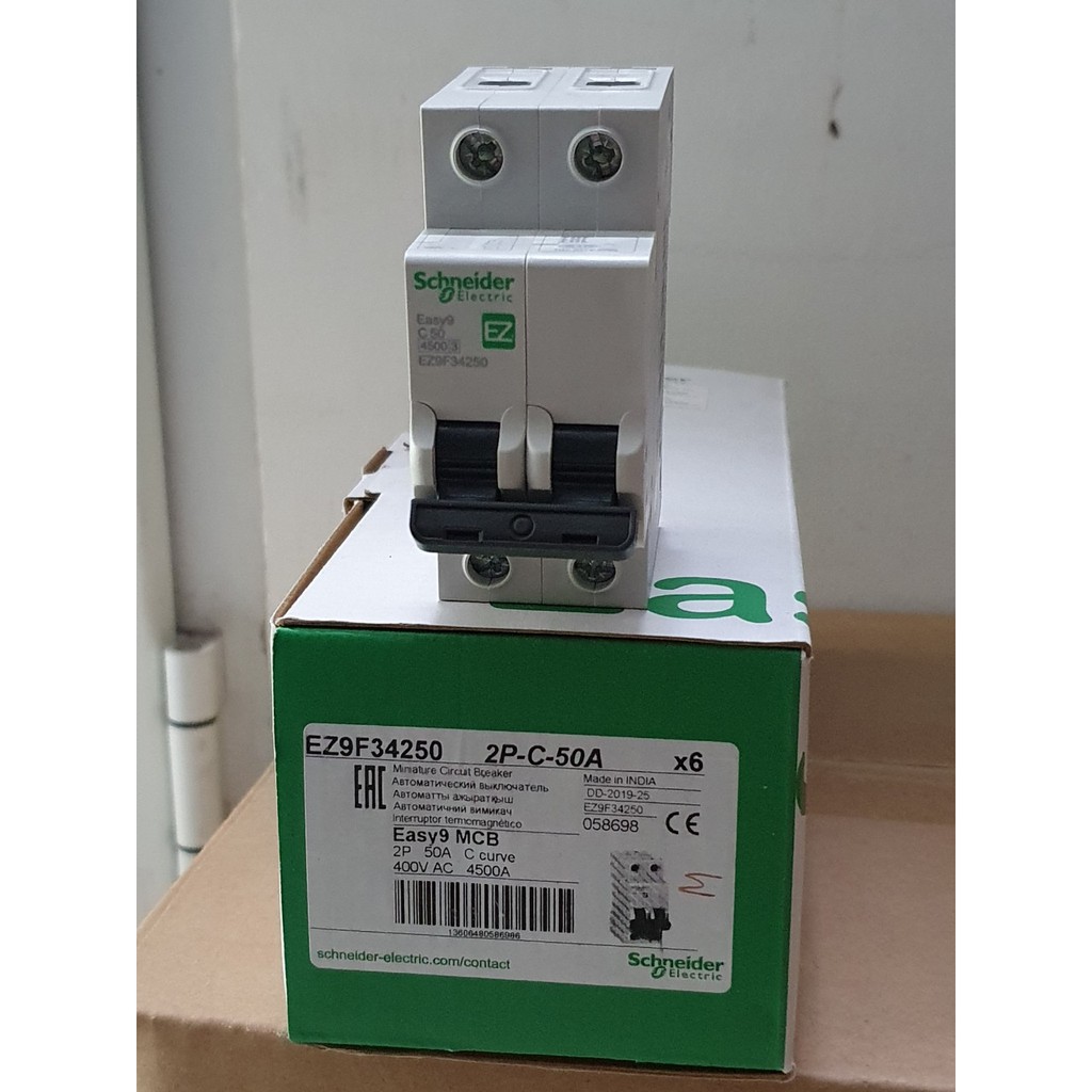 Cầu dao MCB 2P 50A, 63A 4.5kA Schneider EZ9F34250/EZ9F34263 | Shopee Việt Nam