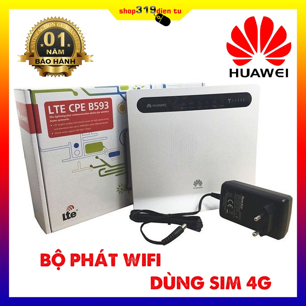 BỘ PHÁT SÓNG WIFI HUAWEI B593 DÙNG SIM 4G/3G HỖ TỢ 32 MÁY TRUY CẬP ...