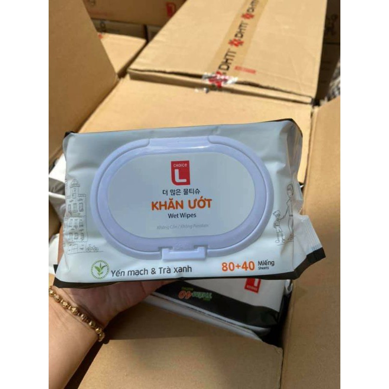 KHĂN ƯỚT LOTTE CHOICE L YẾN MẠCH &TRÀ XANH 120 TỜ | Shopee Việt Nam