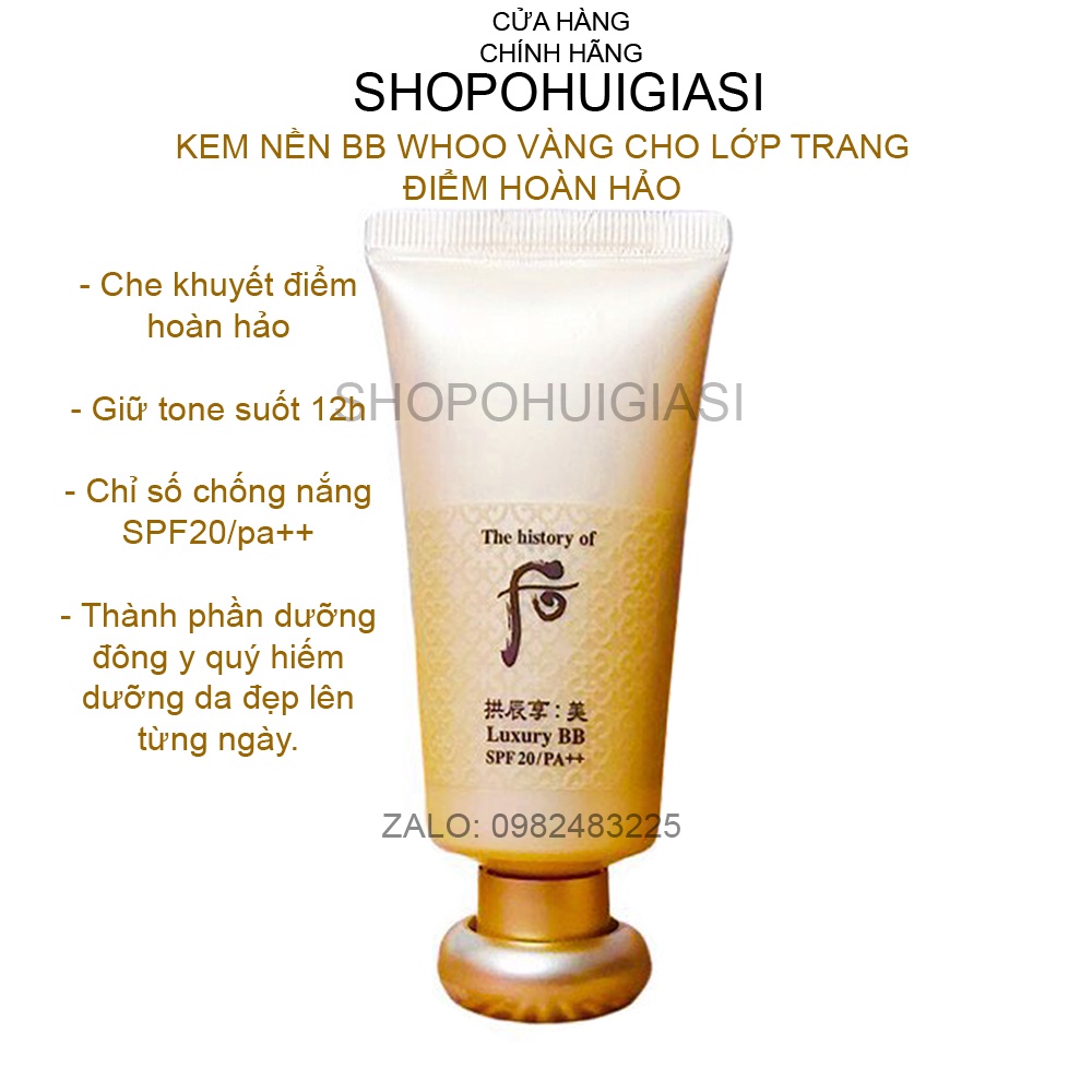 [Sale tách sét ] TUÝP KEM NỀN BB WHOO VÀNG LUXURY 45ML NÂNG TÔNG SÁNG CÓ ÁNH KIM SIÊU ĐẸP ...