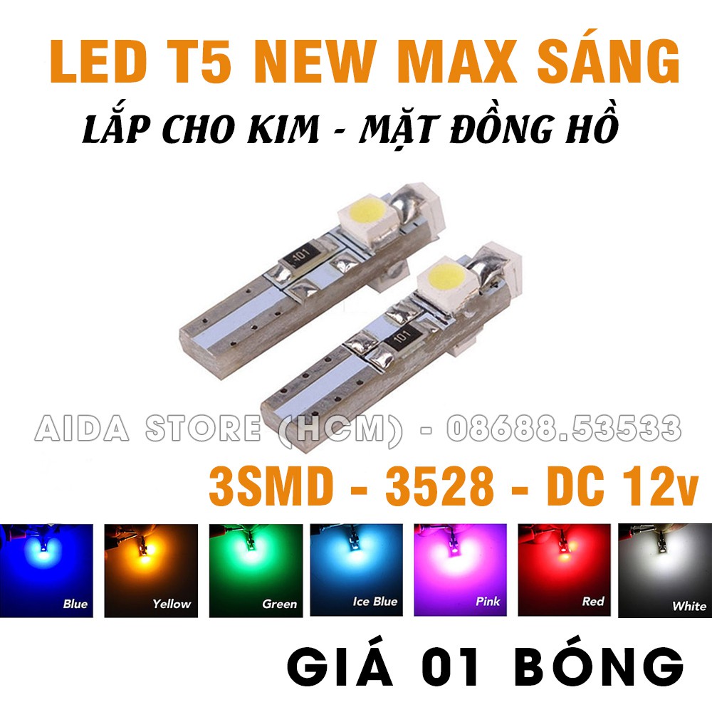 Bóng đèn led T5 3SMD 3528 gắn kim, mặt đồng hồ xe máy, ô tô DC12v | Shopee Việt Nam
