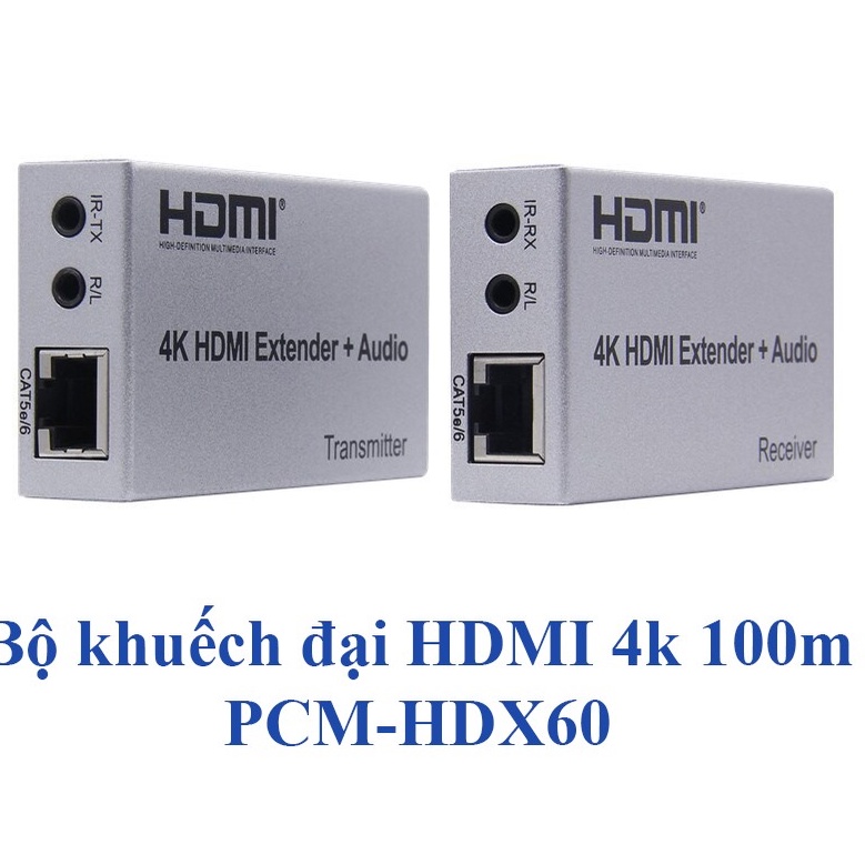 Bộ kéo dài 4K HDMI Extender 60m R/L Audio qua cáp mạng LAN Cat PCM ...